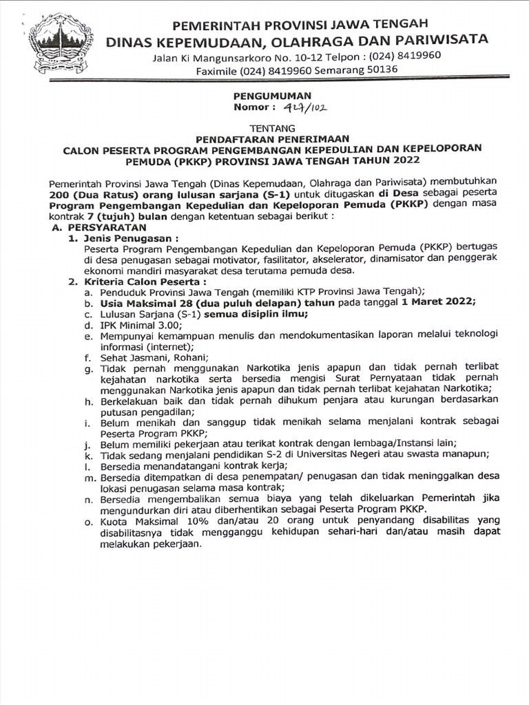 Pengumuman Resmi PKKP 2022 | PDF