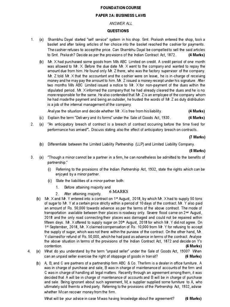 Law Full Test 1 PDF | PDF | Partnership | Law