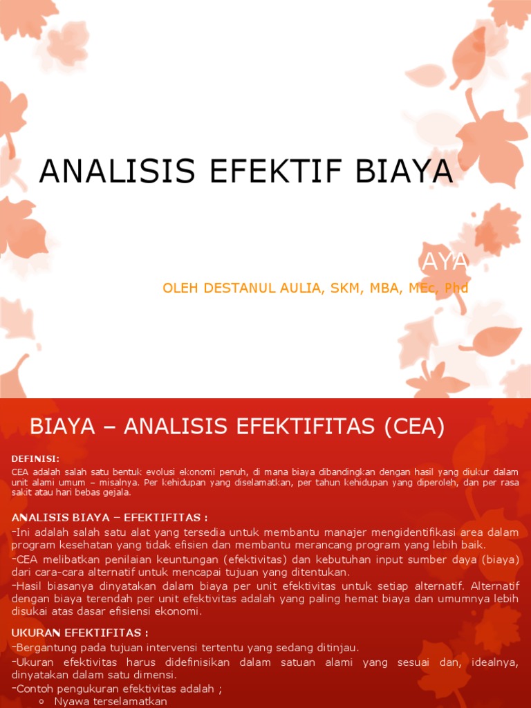 Cost - Effectiveness Analysis (CEA) | PDF