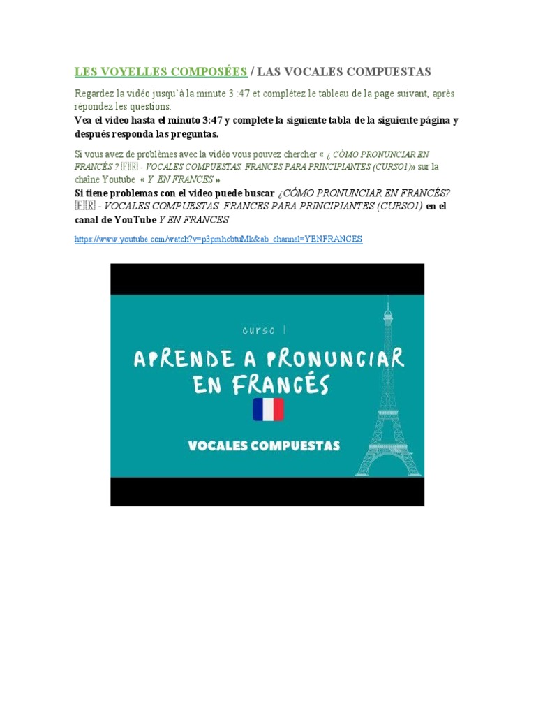 Exercices sur les voyelles composées | PDF | Arts du langage et discipline