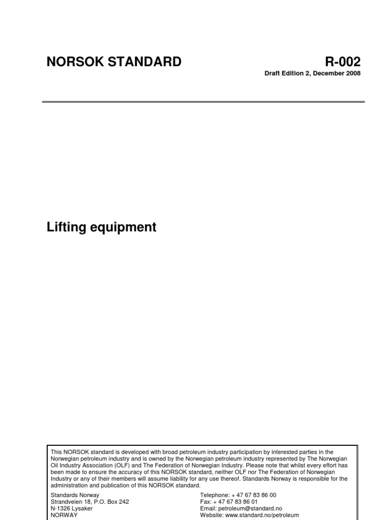 NORSOK R-002 Lifting Equipment | PDF | Risk | Risk Management