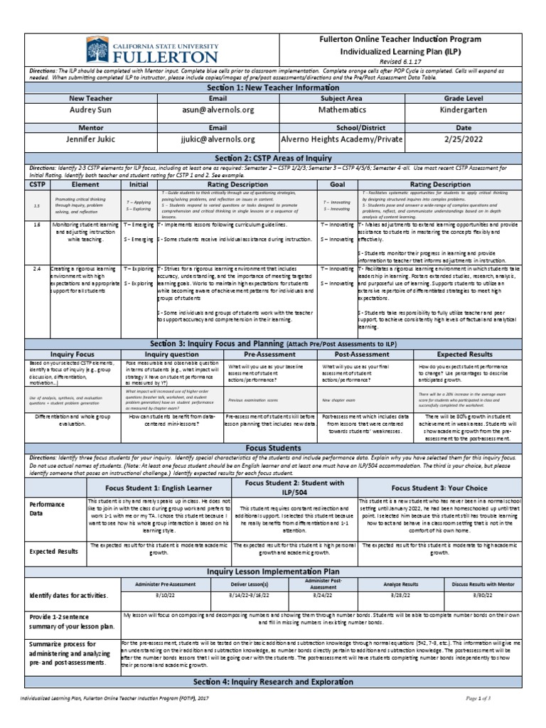 Individualized Learning Plan for Teachers | PDF | Teachers ...