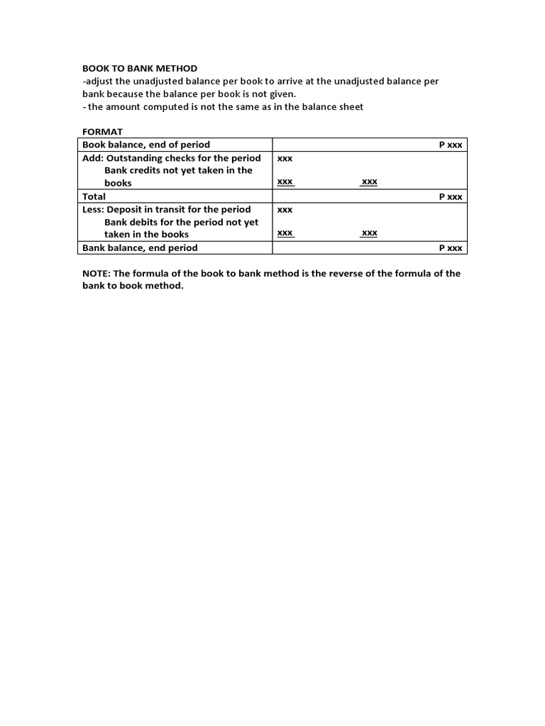 Book To Bank Method | PDF
