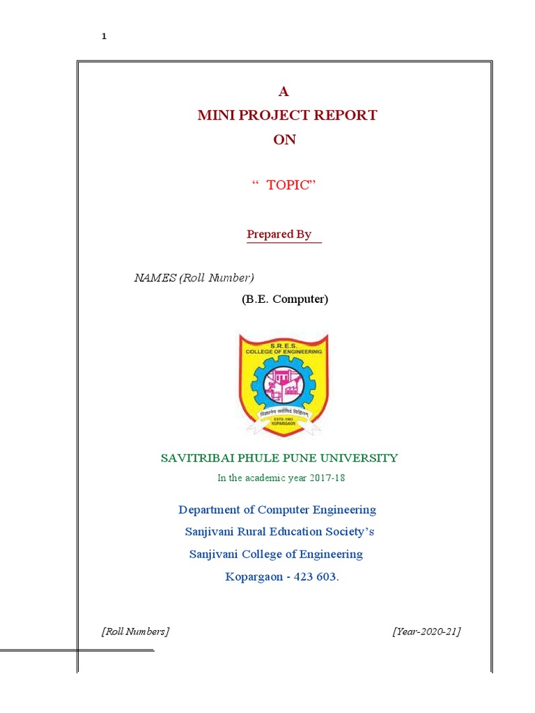 A Mini Project Report ON: " Topic" | PDF