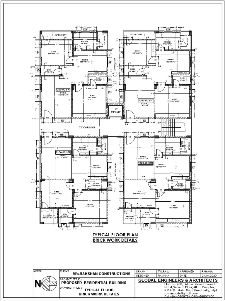 Typical Floor Brick Work Details | PDF