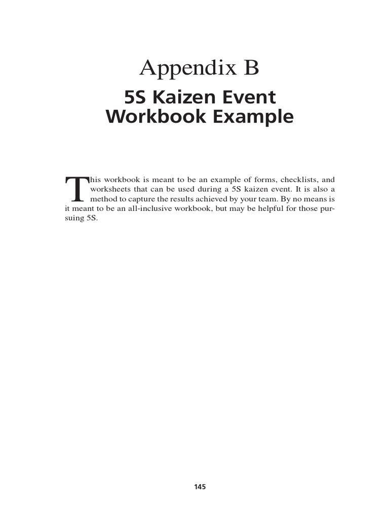 Appendix B: 5S Kaizen Event Workbook Example | PDF