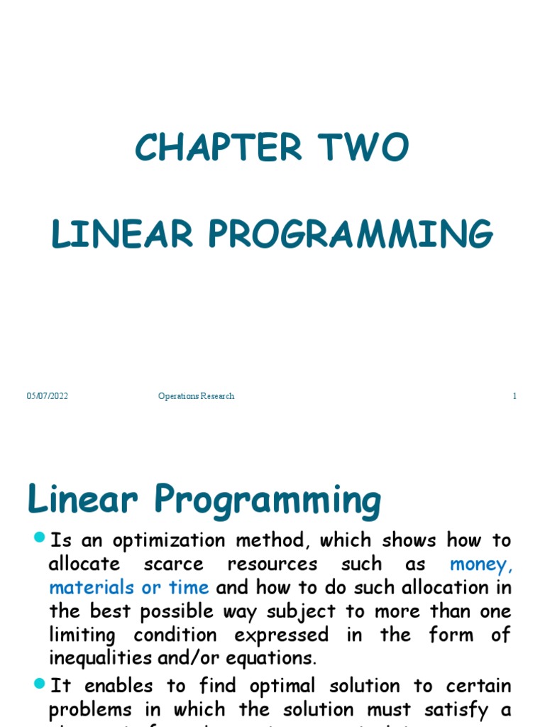 CH-2 Linear Programing | PDF