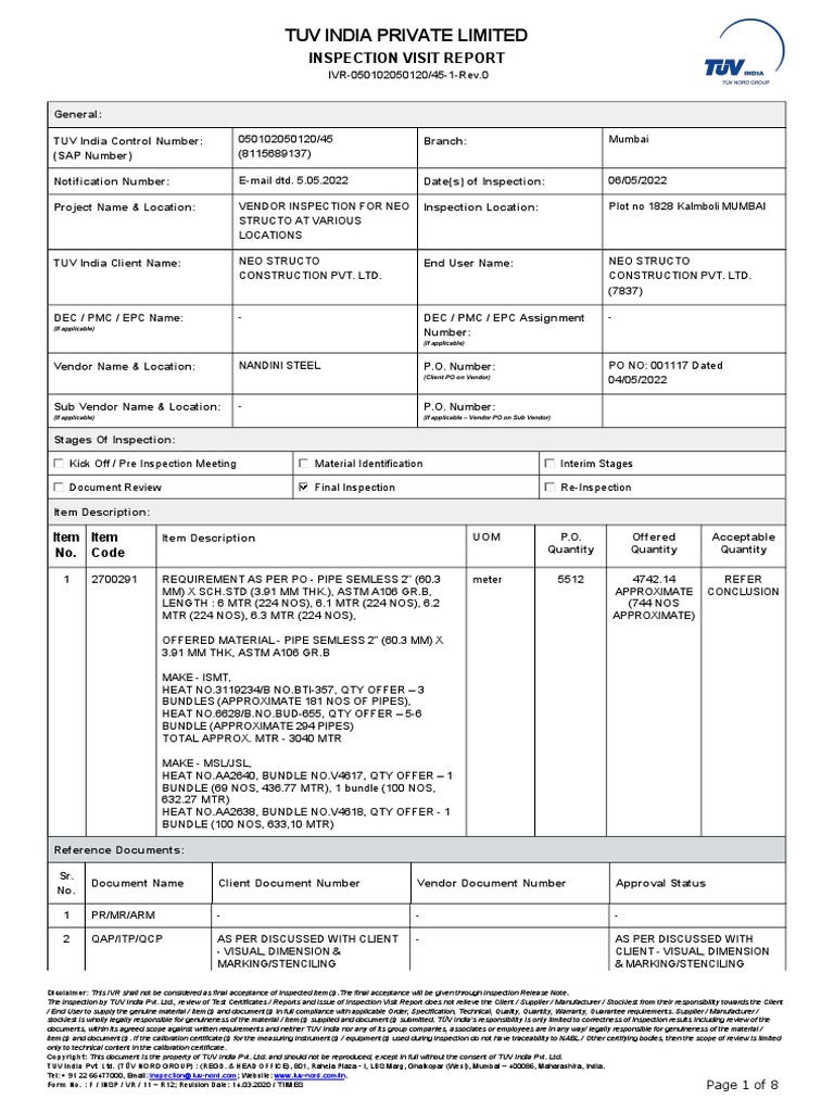 IVR 050102050120 - 45 1 Rev.0 | PDF | Verification And Validation ...
