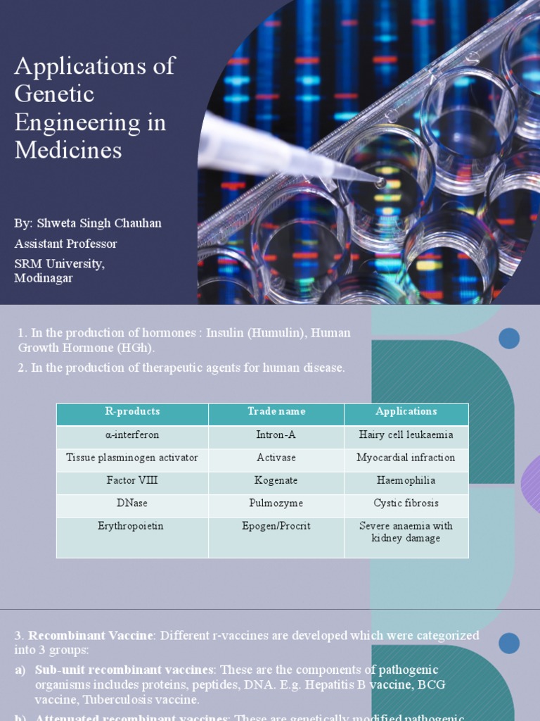 Applications of Genetic Engineering in Medicines | PDF