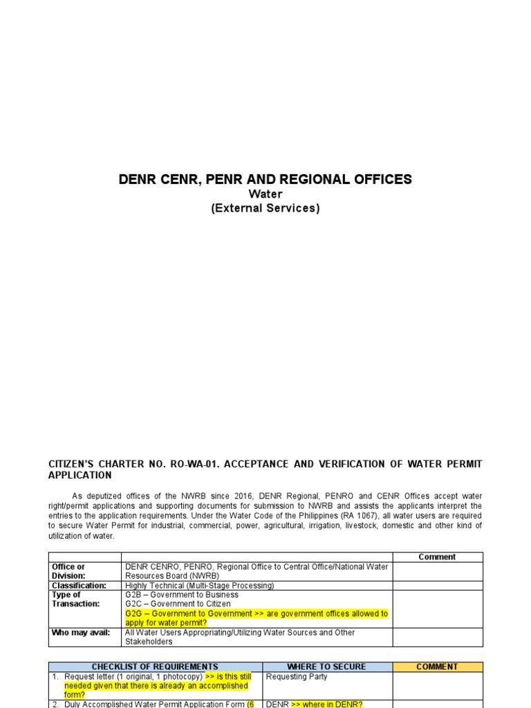 Processing Water Permit Applications: A Guide to the Requirements and ...