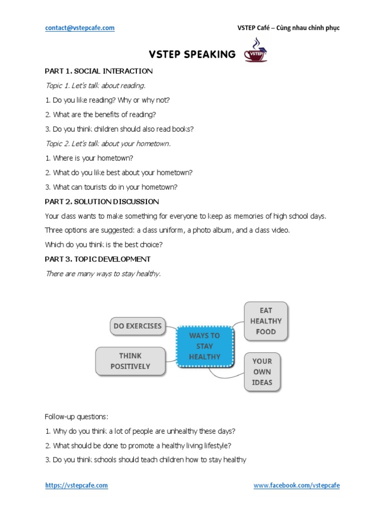 De Thi Mau VSTEP Speaking - VSTEP Cafe | PDF