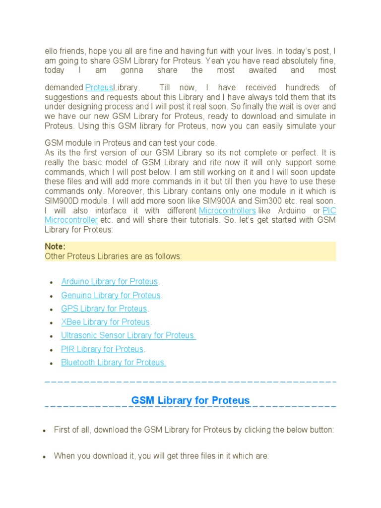 Proteus: GSM Library For Proteus | PDF | Computer Programming | Arduino