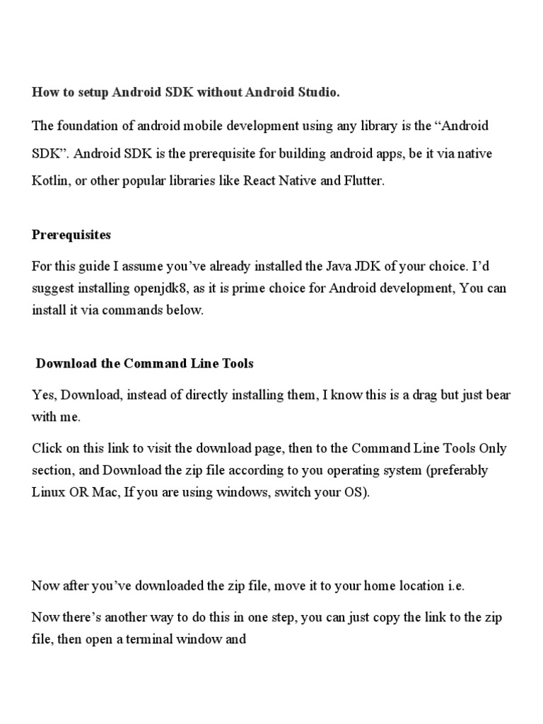 How To Setup Android SDK Without Android Studio | Download Free PDF | Virtualization | Android ...
