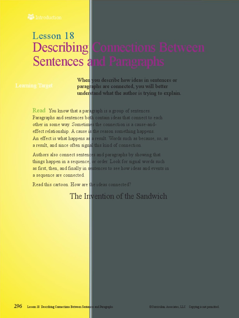 Describing Connections Between Sentences and Paragraphs | PDF