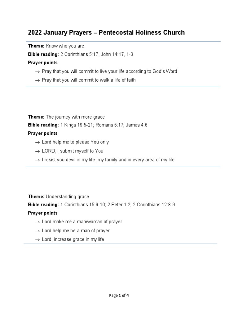 January Prayers | PDF | Prayer | Grace In Christianity