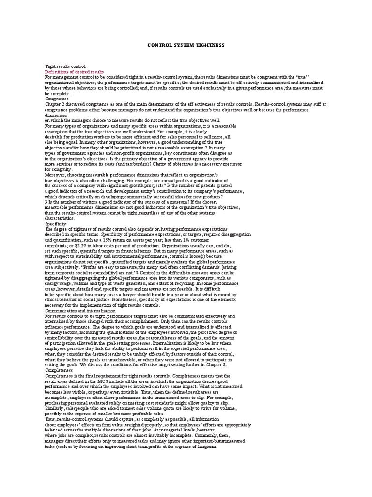 Control System Tightness | PDF