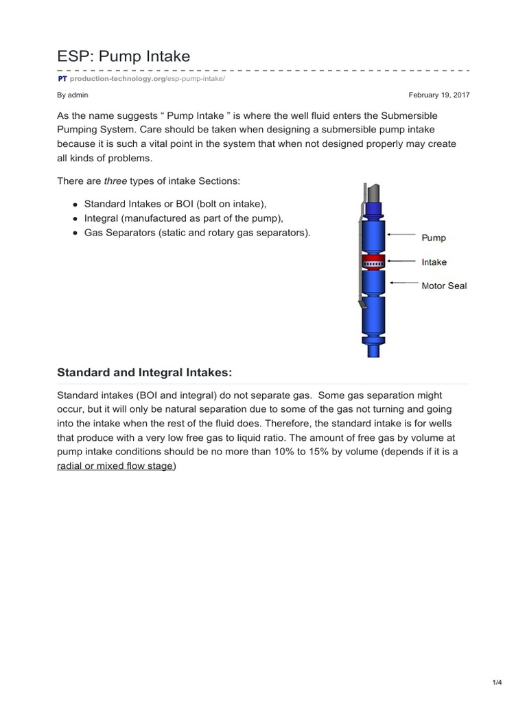 ESP Pump Intake | PDF | Pump | Gases