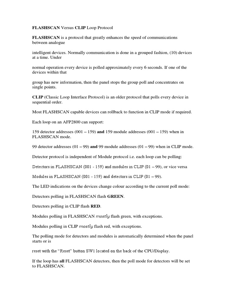 FLASHSCAN Vs CLIP Protocols (Fire Systems) | PDF
