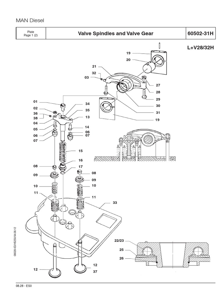 MAN Diesel: Valve Spindles and Valve Gear 60502-31H | PDF