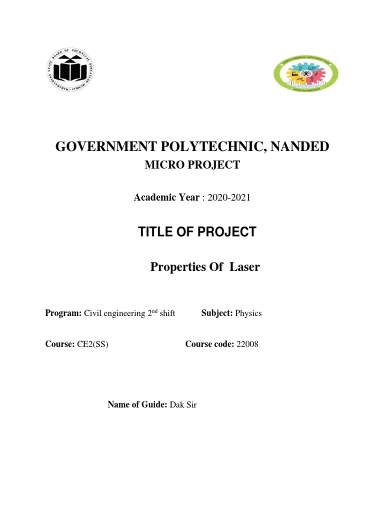 Micro Project Physics | PDF | Laser | Coherence (Physics)