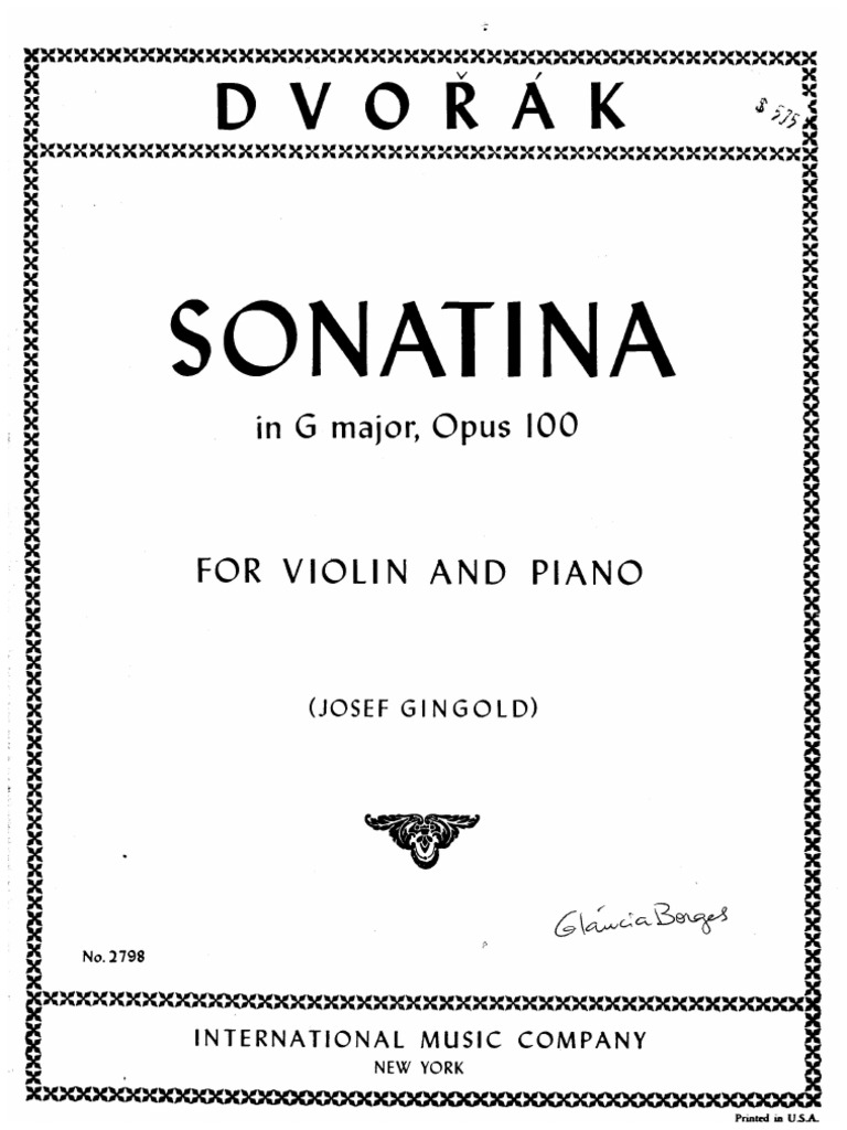 Dvorak - Sonatina Op.100 | PDF Dvorak - Sonatina Op.100 | PDF