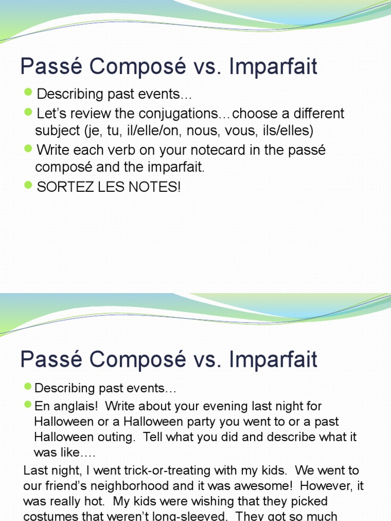 Guide to Using Passé Composé and Imparfait Tenses | PDF | Language ...
