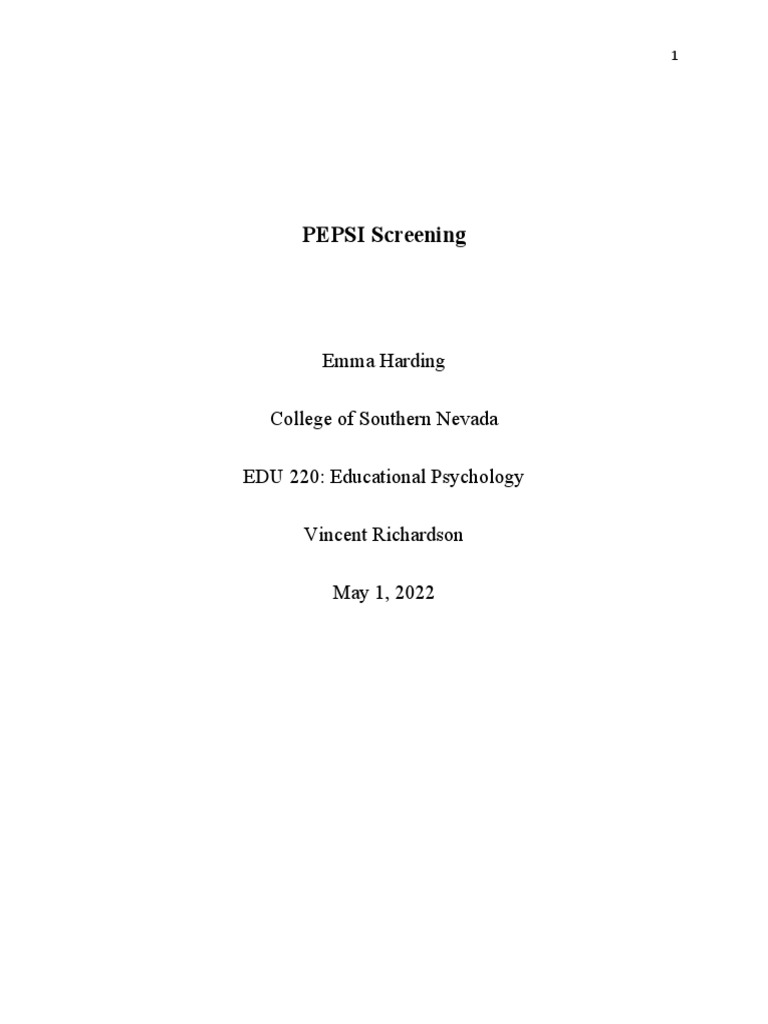 Pepsi Screening 1 | PDF | Intelligence Quotient | Motivational