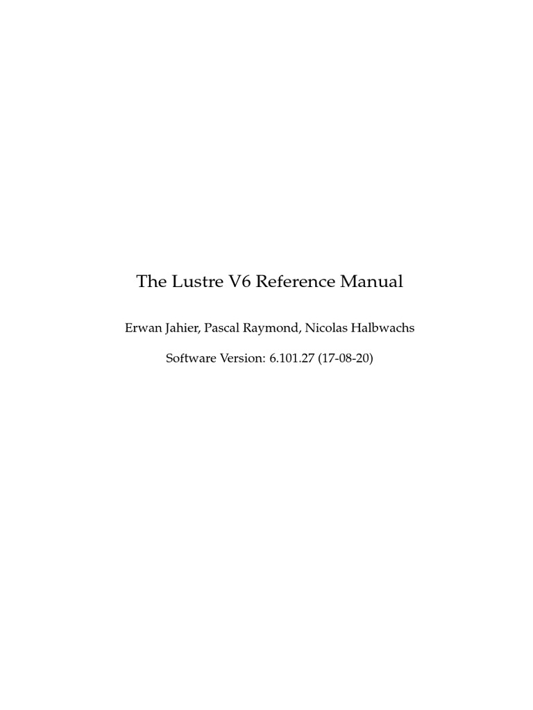 Lustre V6 Reference Manual | PDF | Boolean Data Type | Teaching Mathematics