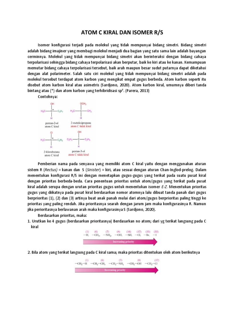 Atom C Kiral dan Isomer R/S | PDF | Sains & Matematika