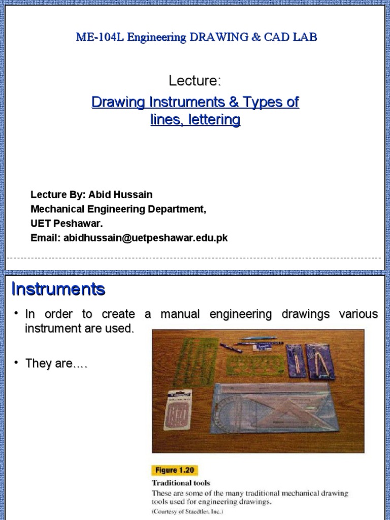 Drawing Instruments & Types of Lines, Lettering | PDF | Geometry