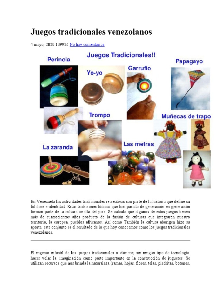 Juegos Tradicionales Venezolanos | PDF | Juguetes