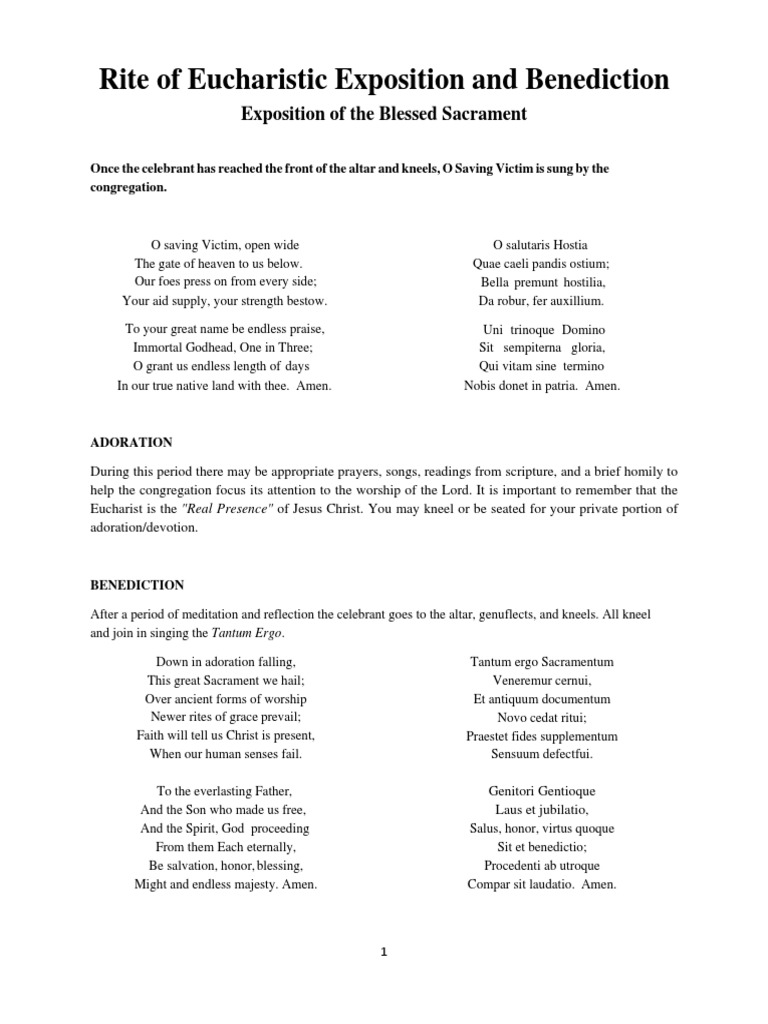 Eucharistic Exposition and Benediction | PDF | Eucharist | Mary, Mother ...