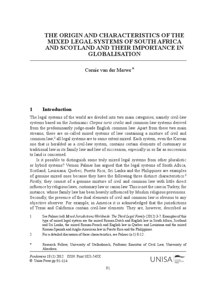 Mixed Legal Systems of South Africa | PDF | Apartheid | Common Law