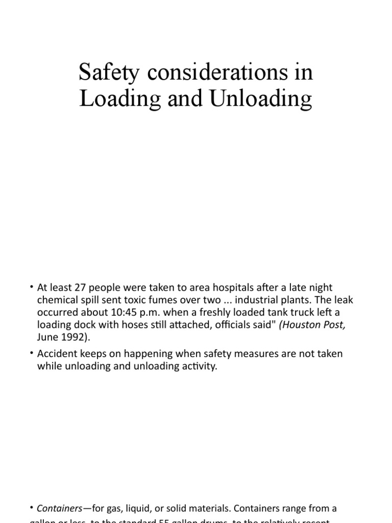 Safety Guidelines for Loading and Unloading | PDF
