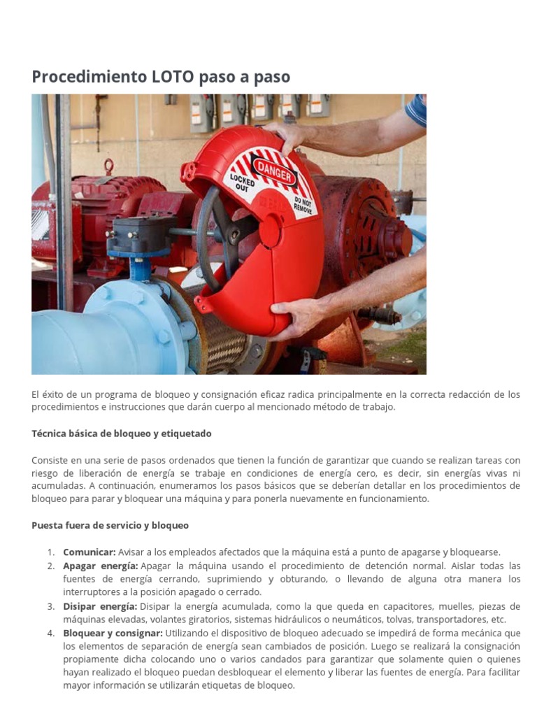 Procedimiento LOTO Paso A Paso | PDF