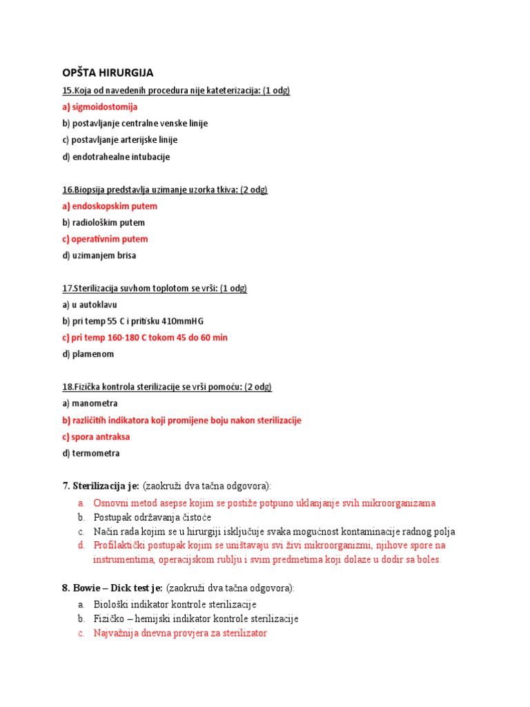 Hirurgija Pitanja | PDF