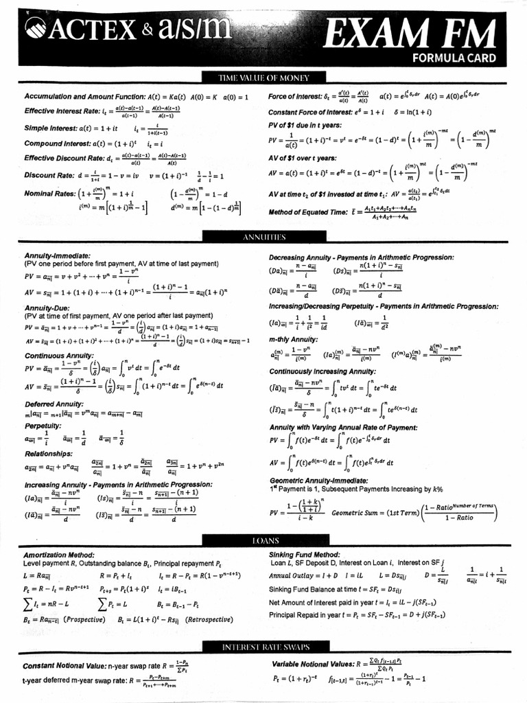 FM - Formula Card | PDF