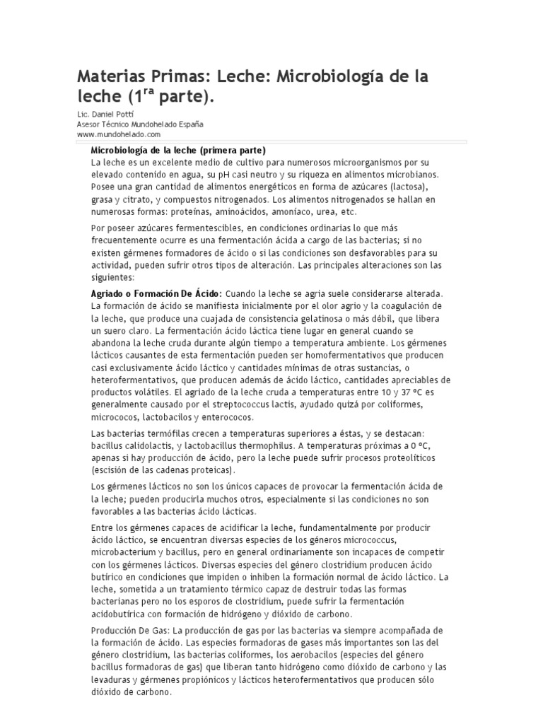 Leche Acida | PDF | Leche | Las bacterias