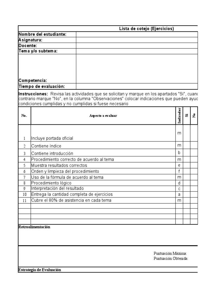 LC Ejercicios | PDF | Evaluación | Cognición