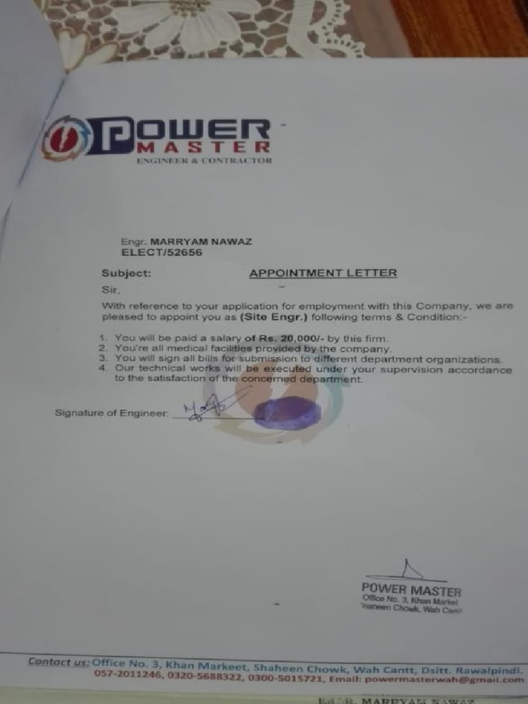 Appointment Letter PEC | PDF
