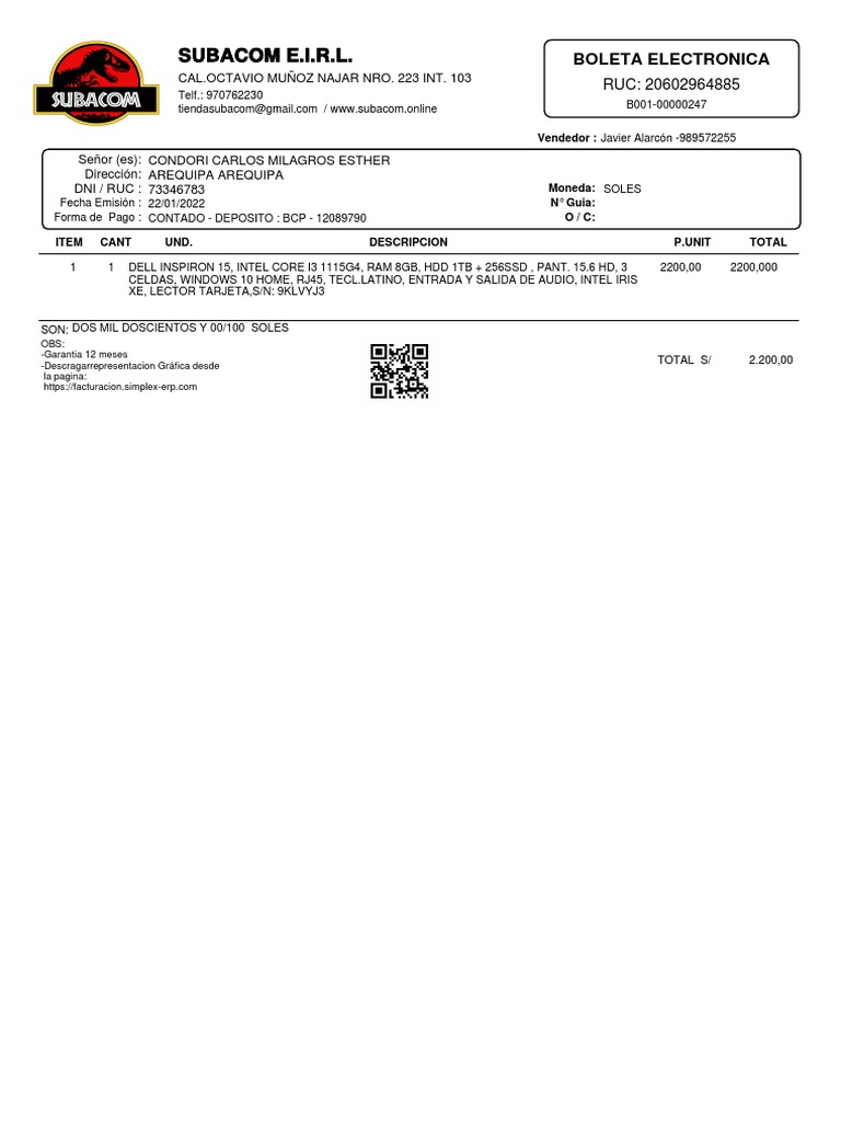 Boleta Electronica y Formato | PDF