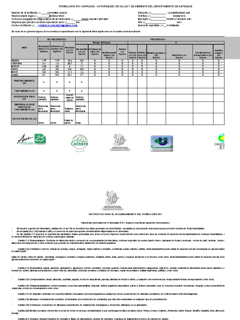 Formulario RH1 Unificado Antioquia | PDF