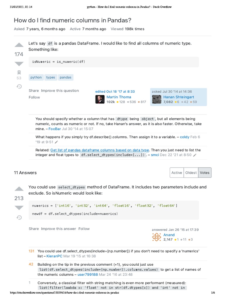 Python How Do I Find Numeric Columns In Pandas Stack Overflow Download Free Pdf Python