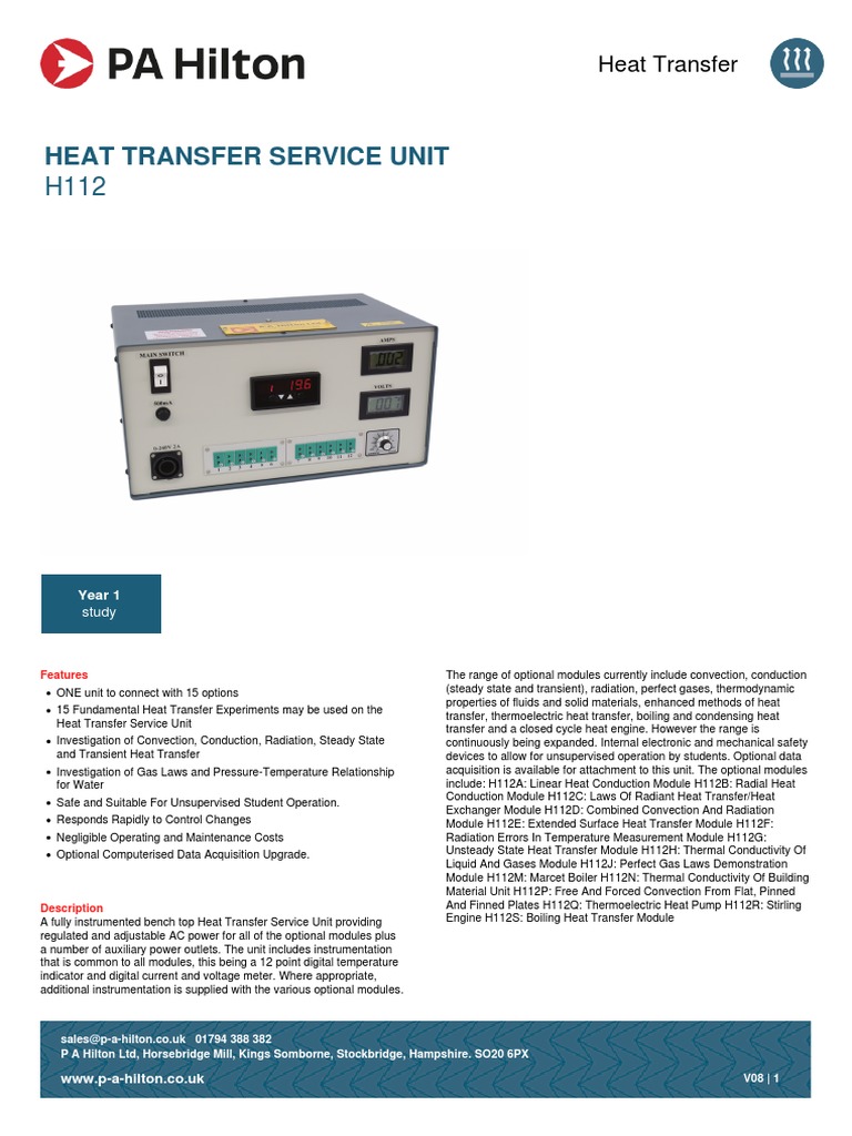 H112-Heat Transfer Service Unit | PDF | Heat Transfer | Heat