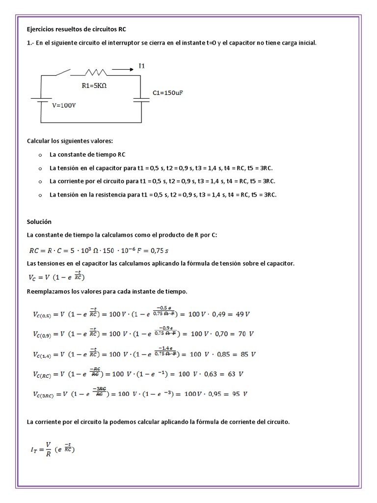 Ejercicios Resueltos de Circuitos RC | PDF