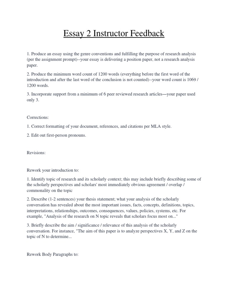Essay 2 Instructor Feedback | PDF | Essays | Conversation