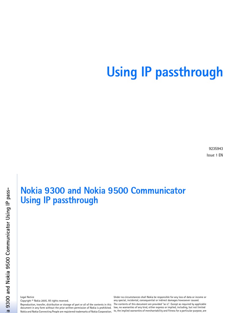 Nokia 9300 9500 Using IP Pass Through en | PDF | Ip Address | Computer ...