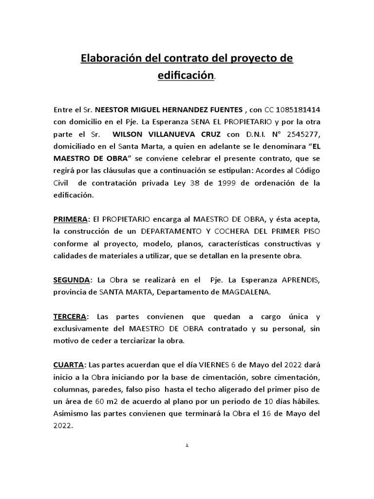 Elaboración Del Contrato Del Proyecto de Edificación. | PDF