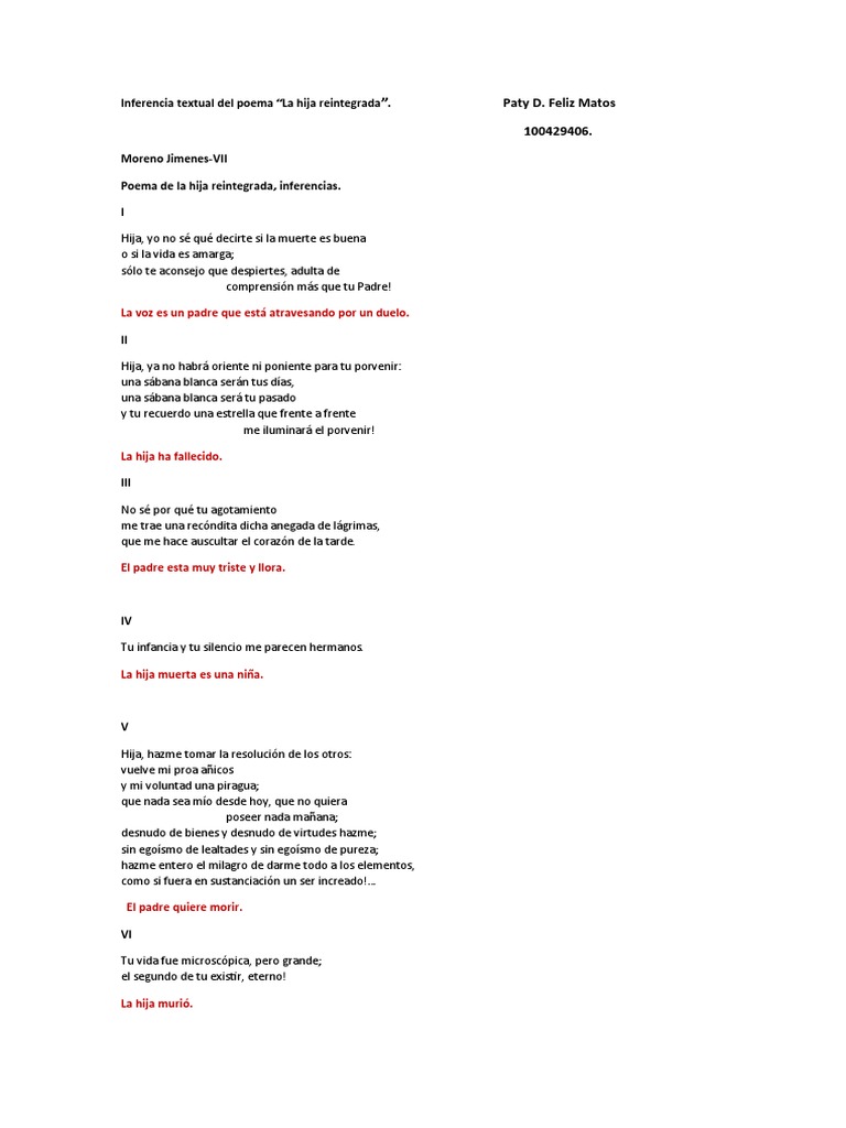 Inferencias sobre "La hija reintegrada" | PDF | Religión y ...
