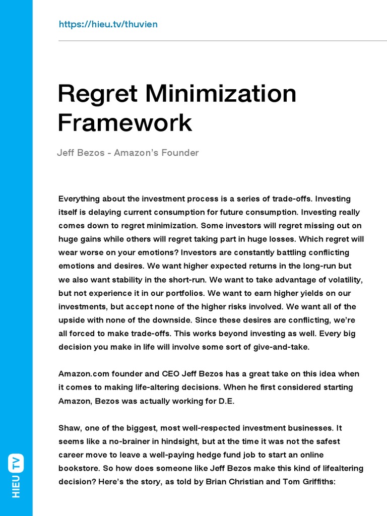 Rluobc2quowjlrinx5yu Regret Minimization Framework Pdf Investing Investor